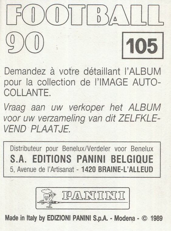 105 YVES AUDOOR # BELGIQUE CLUB BRUGGE - STICKER FOOTBALL 90 PANINI | eBay