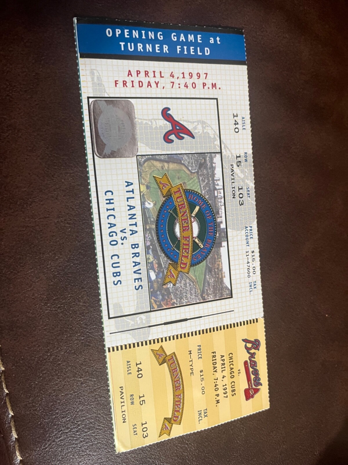 Opening Game of Turner Field Atlanta Braves Ticket Stub | eBay