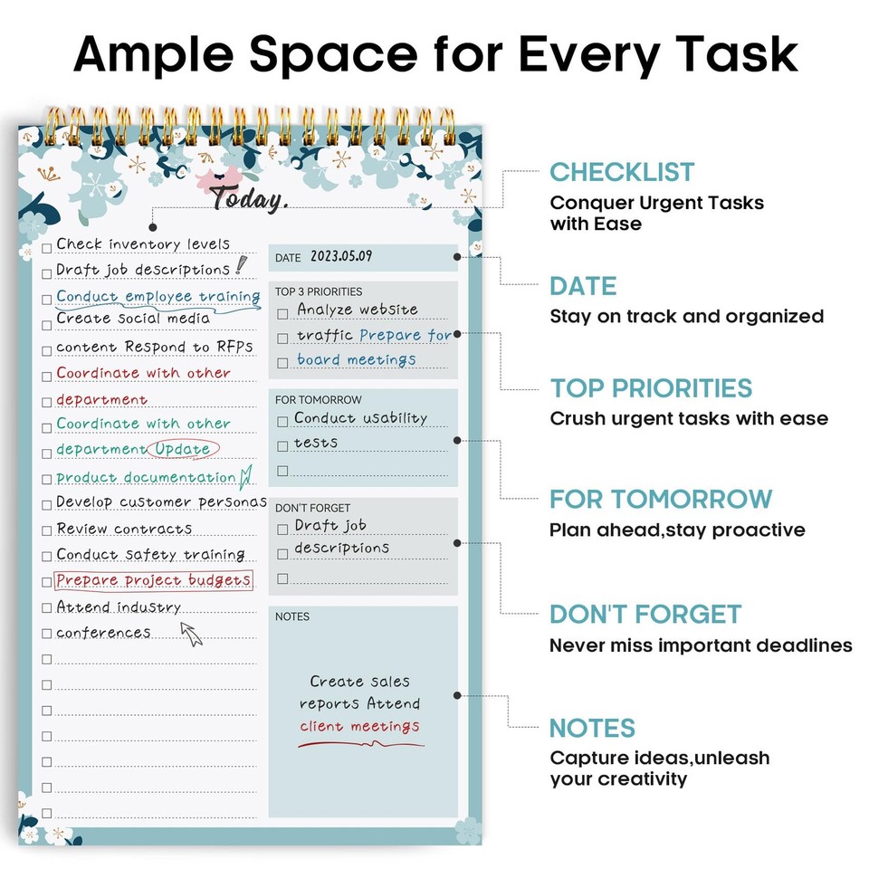 To Do List Pad - To Do List Notebook for Work with 52 Sheets Undated ...