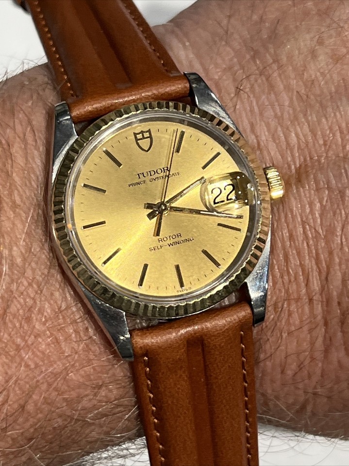 TUDOR Prince Oyster date Rotor (Rolex) Ref 74033 Gold Dial Men's Watch ...