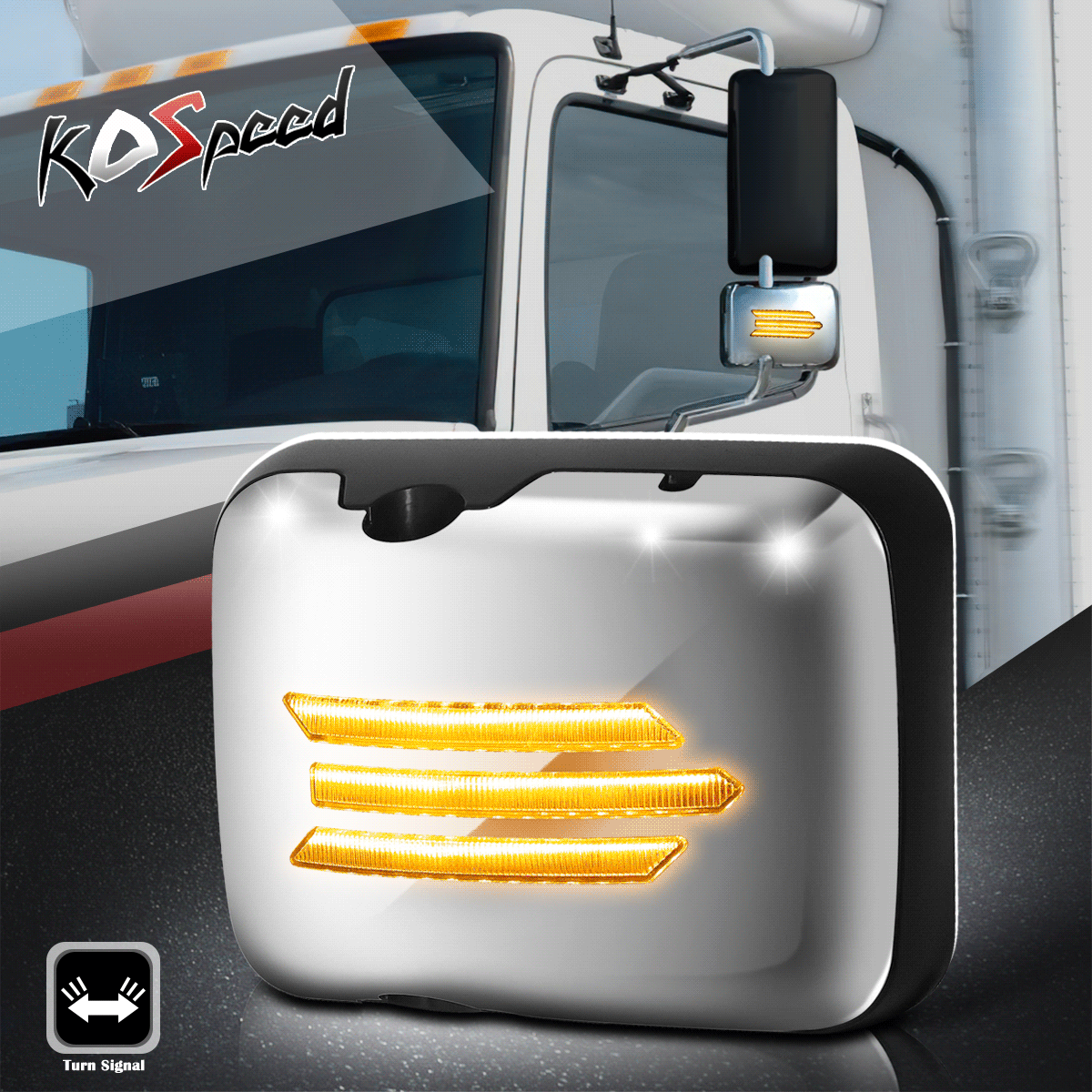 Pair Small Hood Mirror w/12V Amber LED Signal for 05-21 Hino Class 4/5 ...