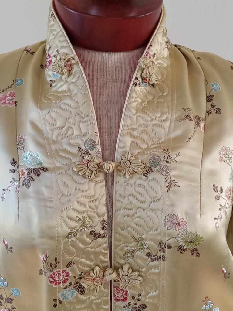 VINTAGE 50s 60s REVERSIBLE GOLD RED FLORAL SATIN EMBROIDERED CHINESE ...