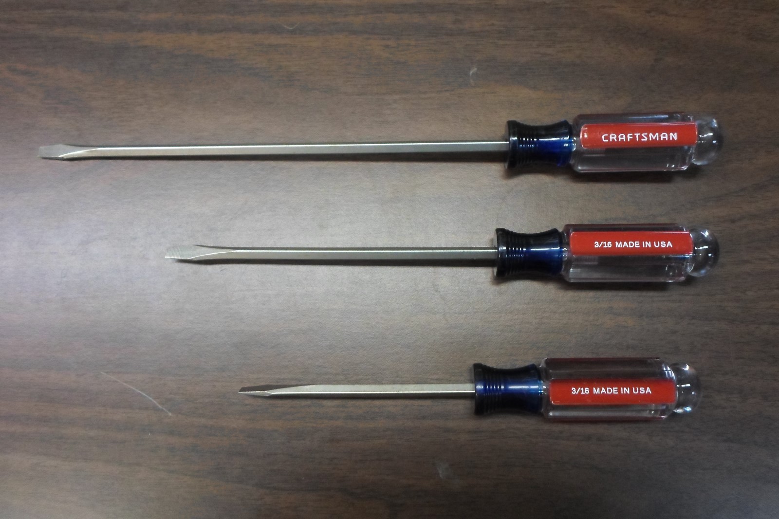 3 PIECE CRAFTSMAN FLAT SCREWDRIVER SET BRAND NEW 3/16" 4" 6" 9" LONG ...