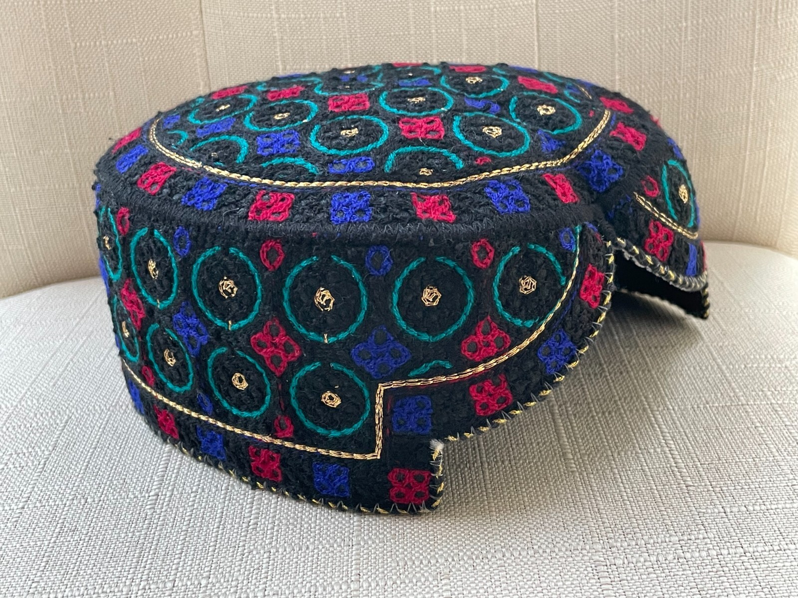 Handmade Sindhi Hat Multi Color Embroidery Cap Topi Hat Front Cut ...