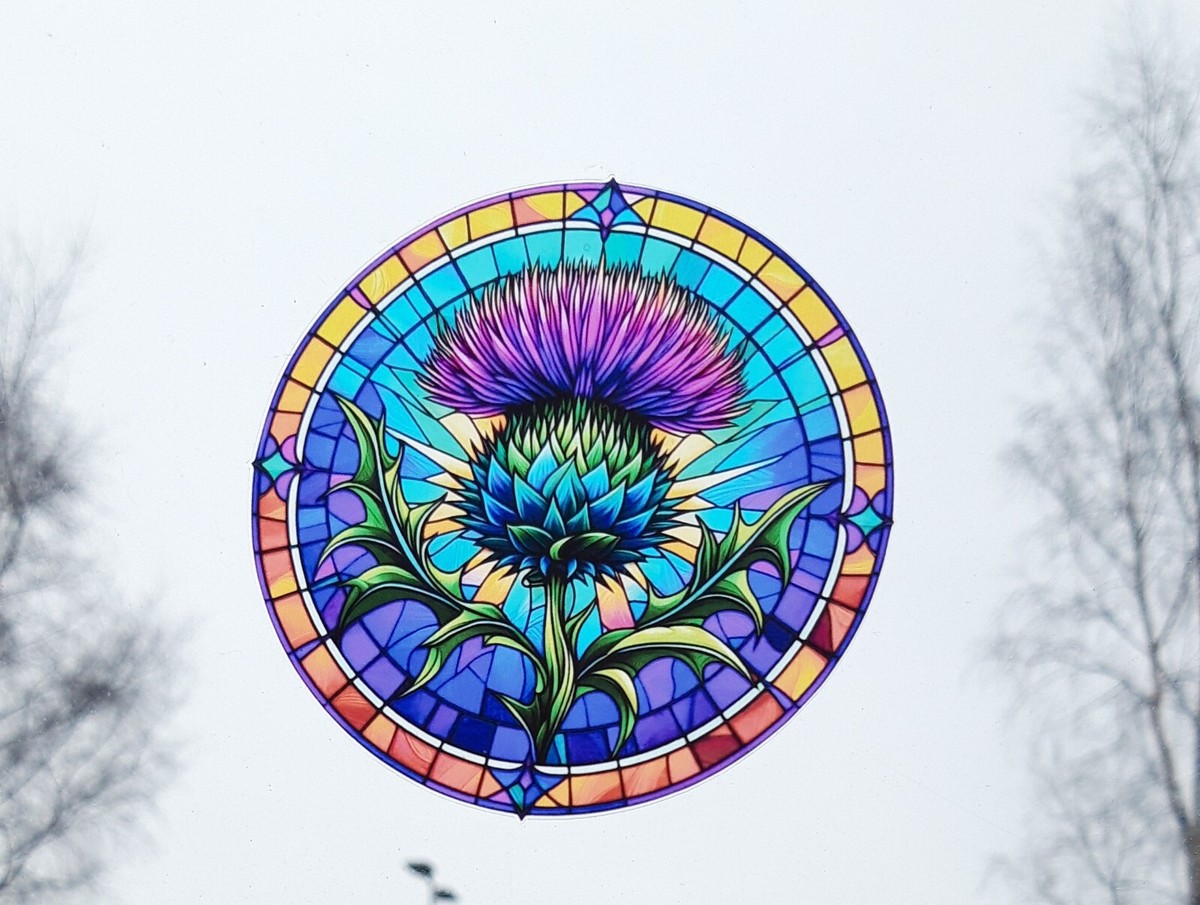 Thistle Stained Glass Pattern Of Flower Gardening