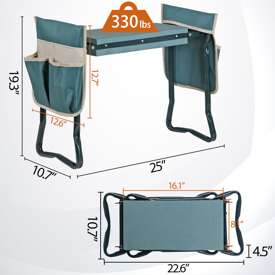 6"/8" Garden Kneeler Seat w/EVA Folding Portable Bench Kneeling Pad ...