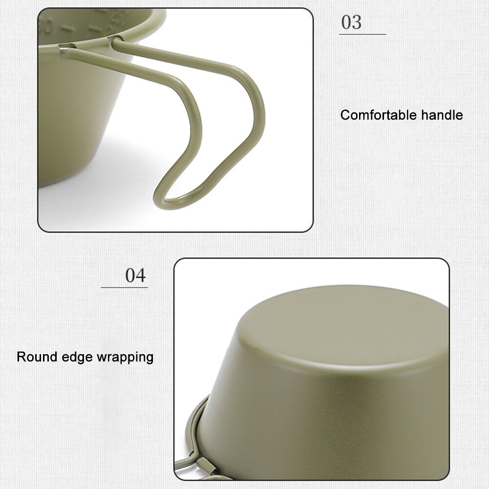 300ML Camping Bowl Stackable Camping Pot for Picnic Beach Fishing (Army ...