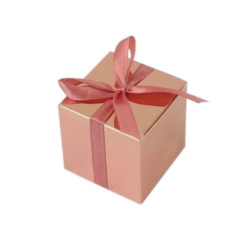 50x Metallic Cubic Rose Gold Favor Boxes Wedding Party Candy Chocolate ...