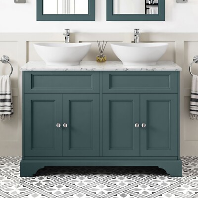 1200mm Traditional Midnight Matt Green Double Vanity Marble Top Counter ...