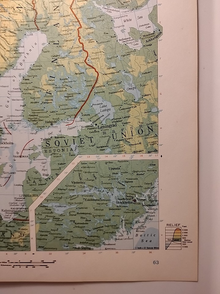 Vintage NORWAY SWEDEN FINLAND ICELAND Atlas Map 1967 MCM World Book ...