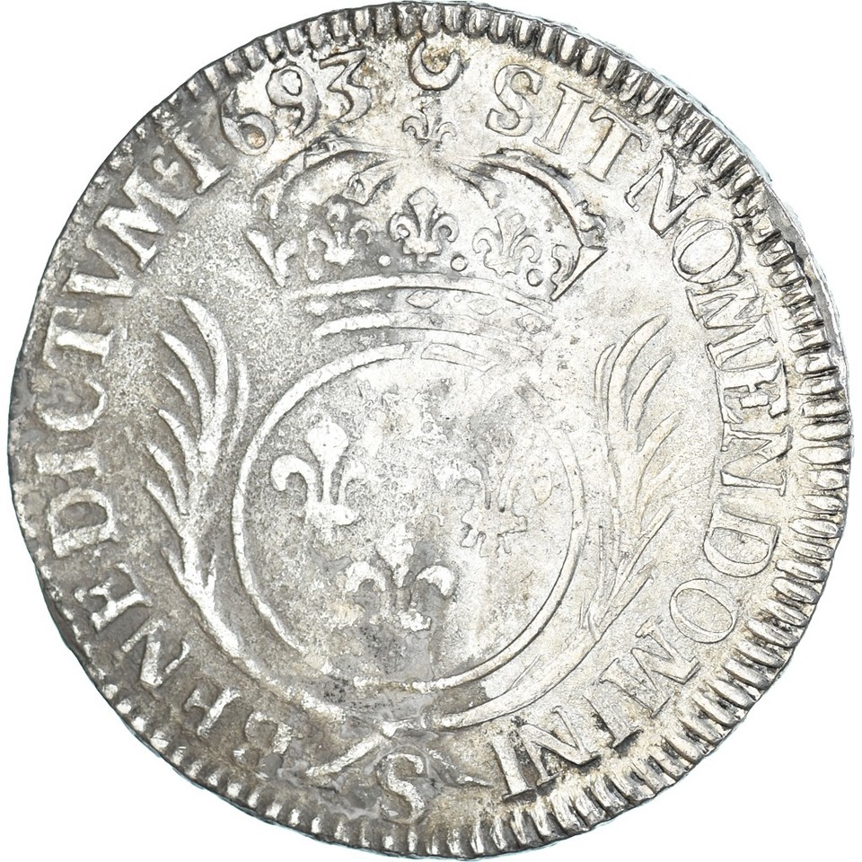 Münze, Frankreich, Louis XIV, 1/2 Ecu aux palmes, 1693, Reims, S+ ...