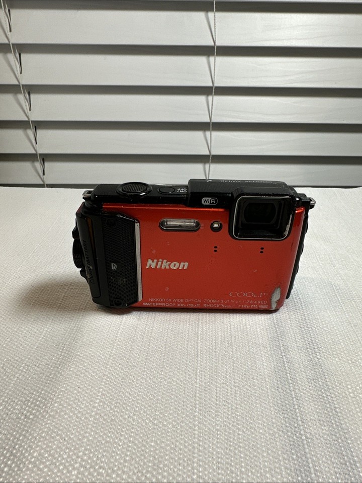 Nikon Coolpix AW130 16MP Digital Camera Orange GPS Shockproof + 64GB ...