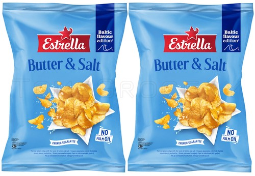 2 ESTRELLA Butter & Salt Flavor Potato Chips European Snacks Crisps NEW ...