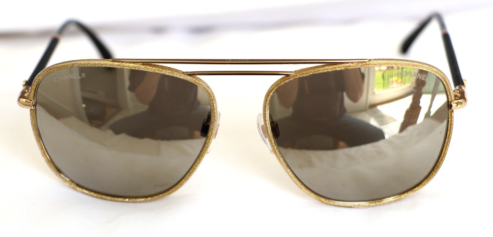 CHANEL CH 4230-Q 125/5A 55mm Gold Frame Aviator Sungl… - Gem