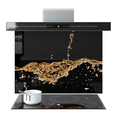 Kitchen Glass Splashback Toughened Cooker ANY SIZE Abstract Water Drops ...