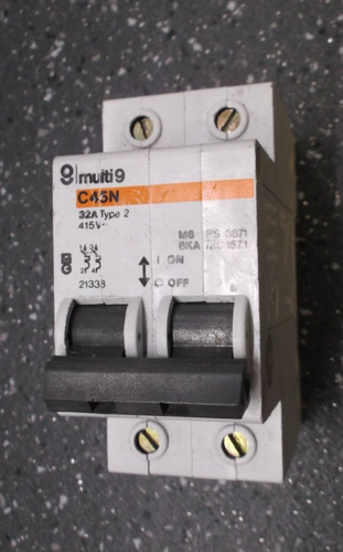 Merlin Gerin 21338 Multi 9 C45N 32A Type 2 Double Pole MCB | eBay