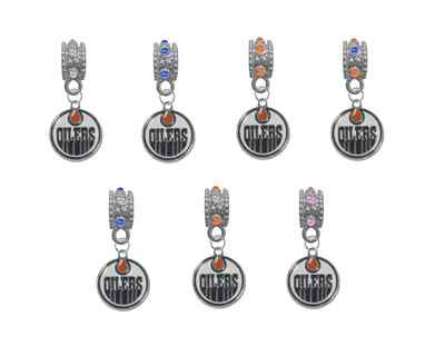 Edmonton Oilers NHL Hockey European Rhinestone Gem Charm Bracelet ...