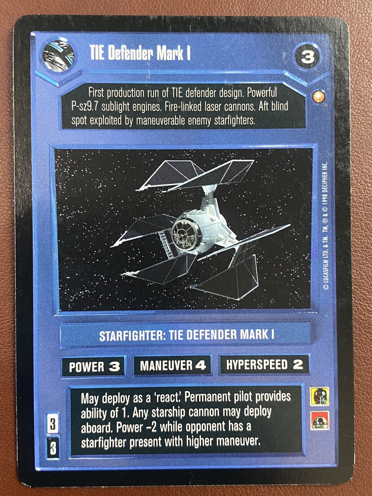 Star Wars CCG Decipher Special Edition TIE Defender Mark 1 | eBay
