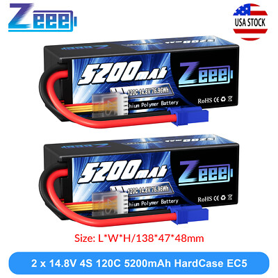 2x Zeee 14.8V 4S LiPo Battery 5200mAh 120C EC5 for RC Car Truck Crawler Monster | eBay