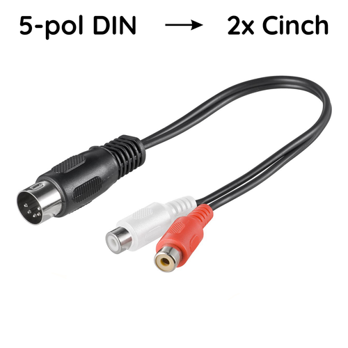 5 pol DIN Stecker auf 2x Cinch Buchse Adapter Dioden Stereo Audio Kabel ...