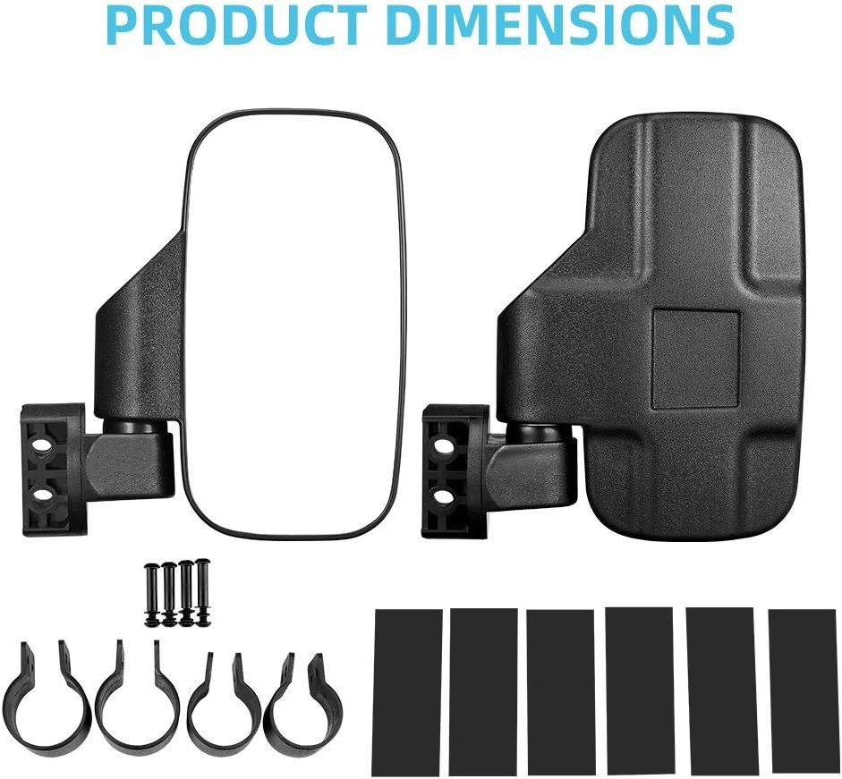UTV Side Mirrors with Roll Cage, UTV Mirrors 360 Degree Adjustable SXS ...
