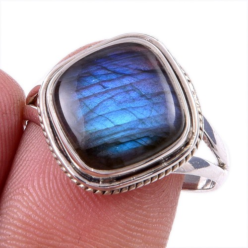 Natural Labradorite Gemstone 925 Solid Sterling Silver Jewelry Ring ...
