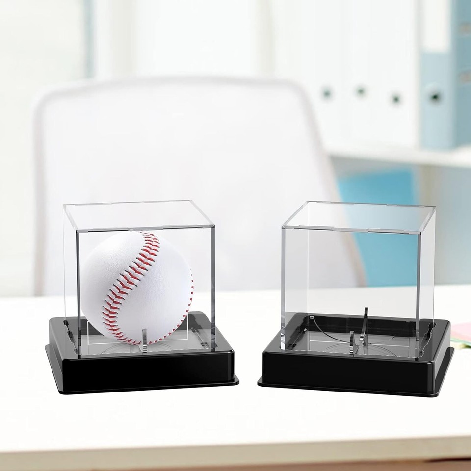 1 Baseball/Billiard Ball Holder Display Case Stand, Acrylic Cover, UV ...