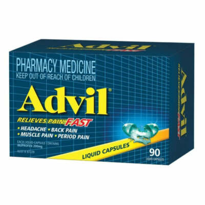 Advil Ibuprofen 200mg Liquid Capsules Quickly Relieves Pain Fast 90 ...
