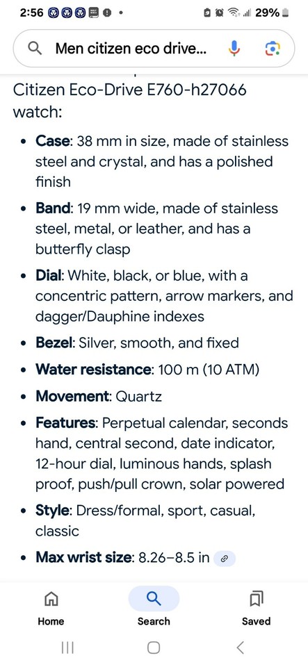 Watch, CITIZEN ECO-DRIVE mens Vintage E760 H27787 SOLAR POWERED. (VF+ ...