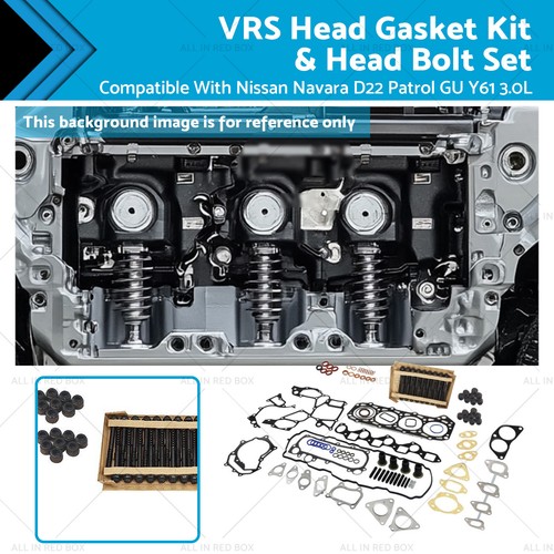 VRS Head Gasket Kit & Bolt Set Suitable for Nissan Navara D22 Patrol GU ...