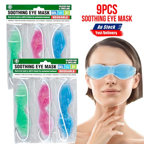9PCS Hot/Cold Gel Eye Masks Reusable Headaches Eye Strain 18 x 5cm 1st ...