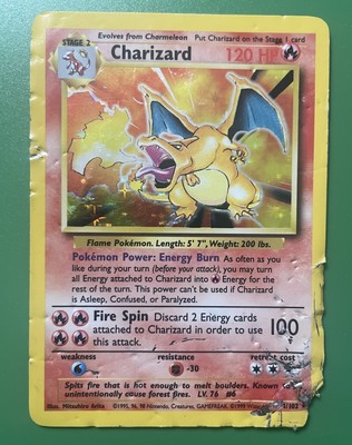 1999 Charizard Base Set Holo 4/102 Damaged Pokémon Card | eBay