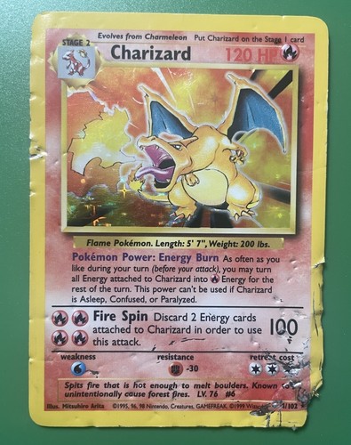 1999 Charizard Base Set Holo 4/102 Damaged Pokémon Card | eBay