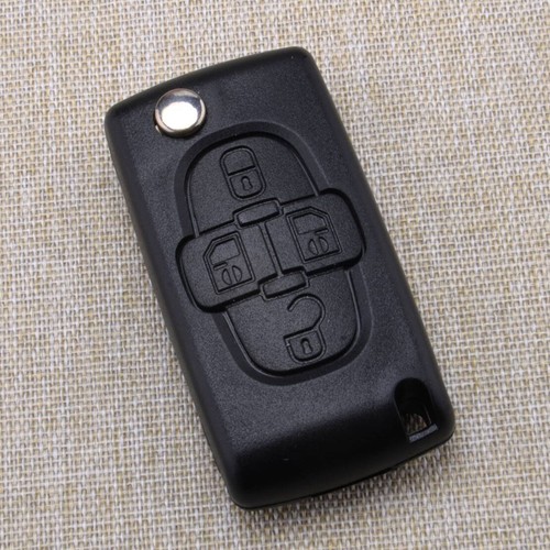 4 Buttons Flip Key Fob Case Shell HU83 Blade Fit For Peugeot 807 1007 ...