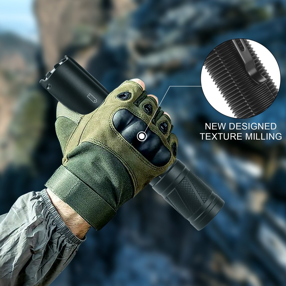 Portable EDC LED Flashlight Rechargeable Tactical Pocket XHP50 Torch ...