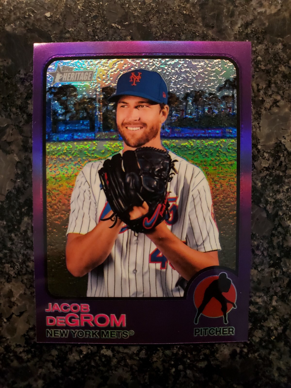 Jacob Degrom 2022 Topp Heritage Chrome Purple Parallel Refractor #250 ...