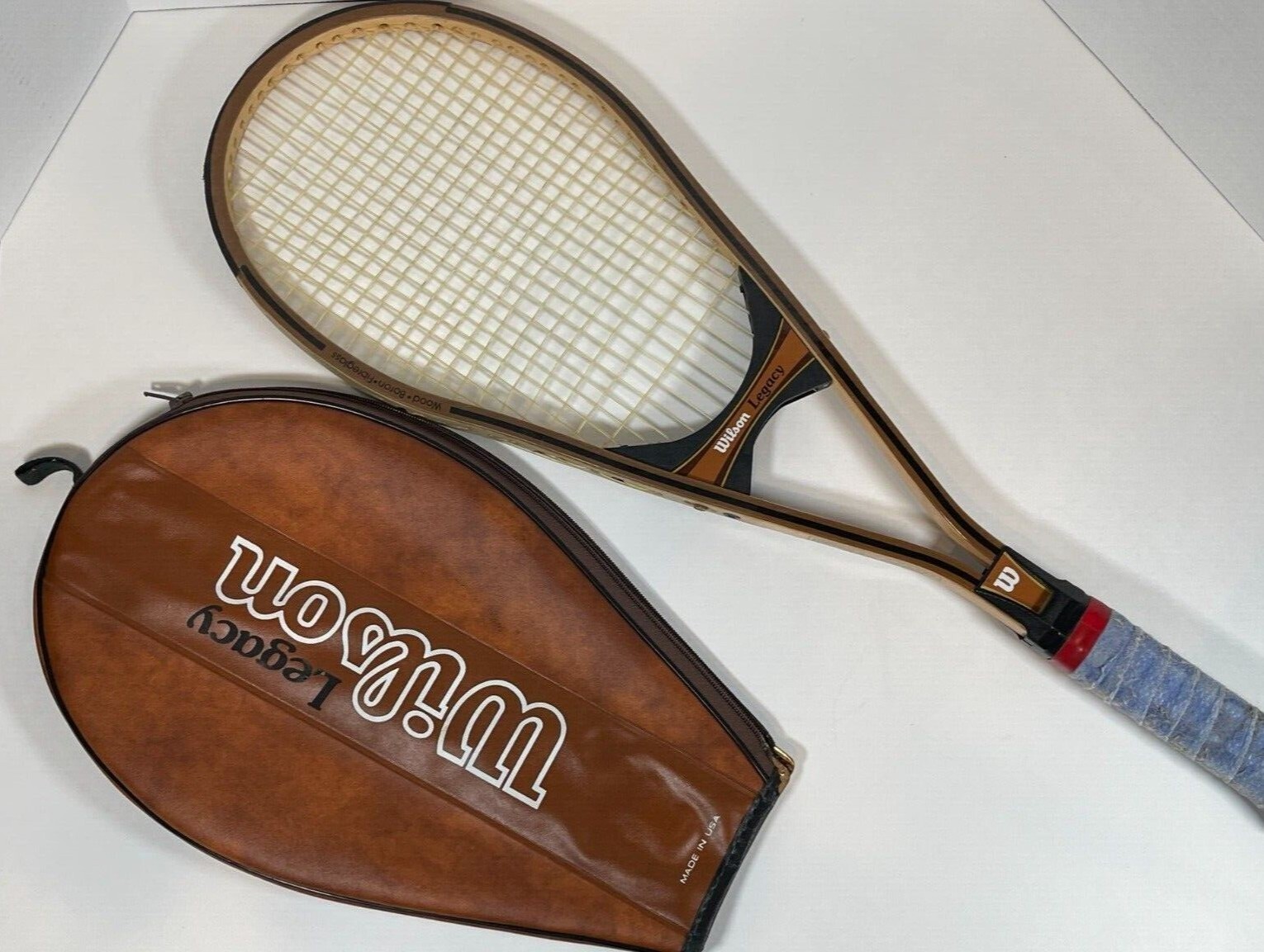 Vintage Wilson Legacy Tennis Racquet Brown Wood Boron Fiberglass w ...