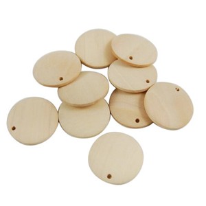 100pcs Wood Slices Round Wood Discs Wooden Circles with Holes Hanging ...
