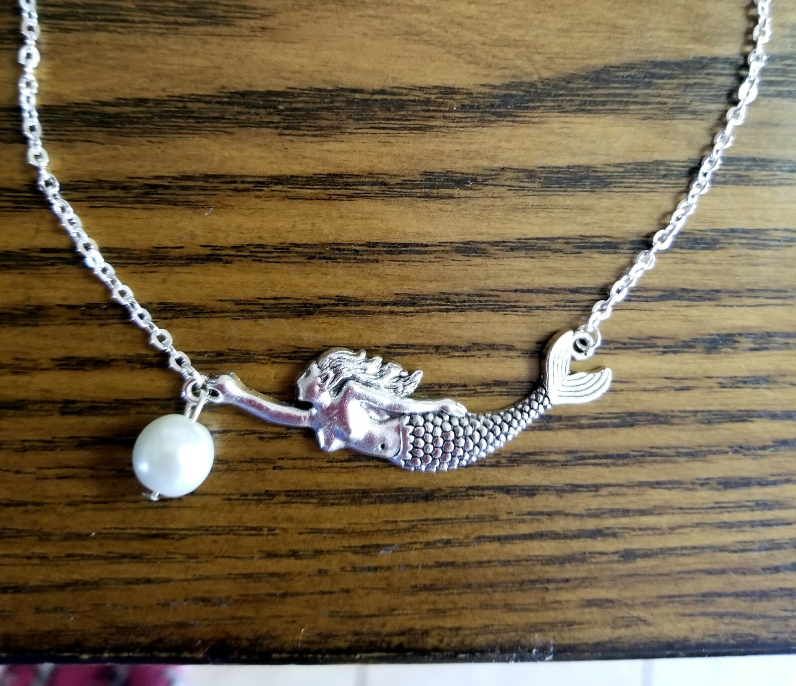 Silver Mermaid Pendant Necklace, Mermaid Jewelry Beach Lover, Ocean ...