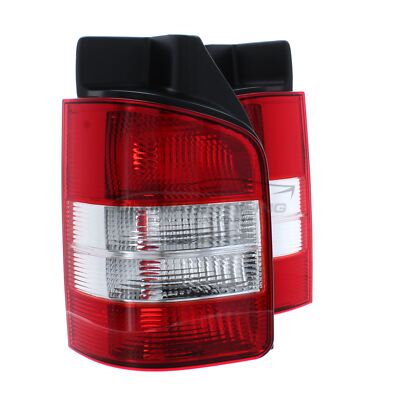 VW T5 Rear Light 2003-2010 Twin Door Clear Tail Lamp Back Lens Pair ...
