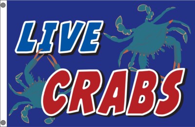 LIVE CRABS 3 x 5 ft flag banner sign BLUE | eBay