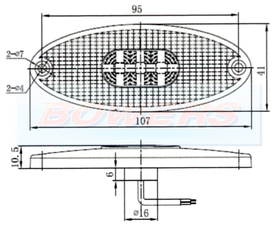 LED Amber Oval Side Marker Light Lamp + White Base For Autotrail ...