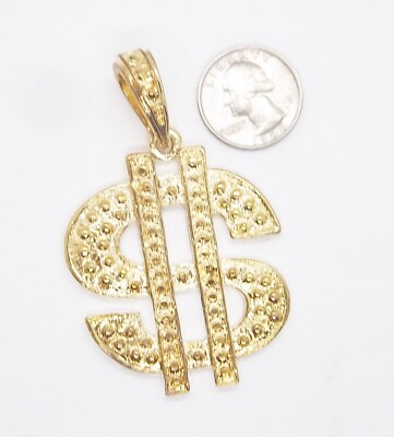 Big Bling Gold Tone $ Dollar $ Sign Pendant ... Se417 | eBay