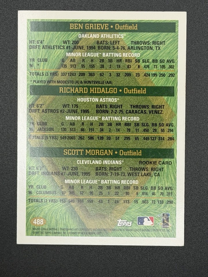 1997 Topps - Prospects Ben Grieve, Richard Hidalgo, Scott Morgan #488 ...