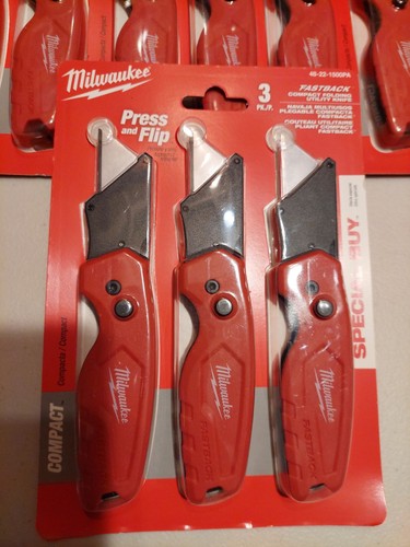 NEW MILWAUKEE 3-Pack FASTBACK COMPACT FOLDING UTILITY KNIFE KNIVES 48 ...