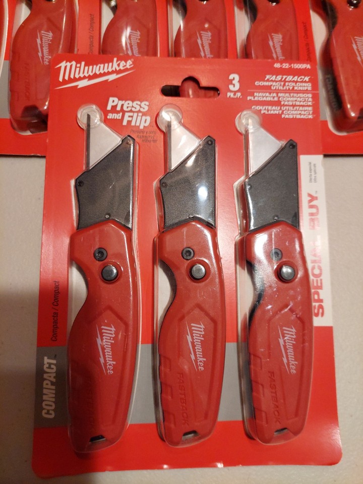 NEW MILWAUKEE 3-Pack FASTBACK COMPACT FOLDING UTILITY KNIFE KNIVES 48 ...