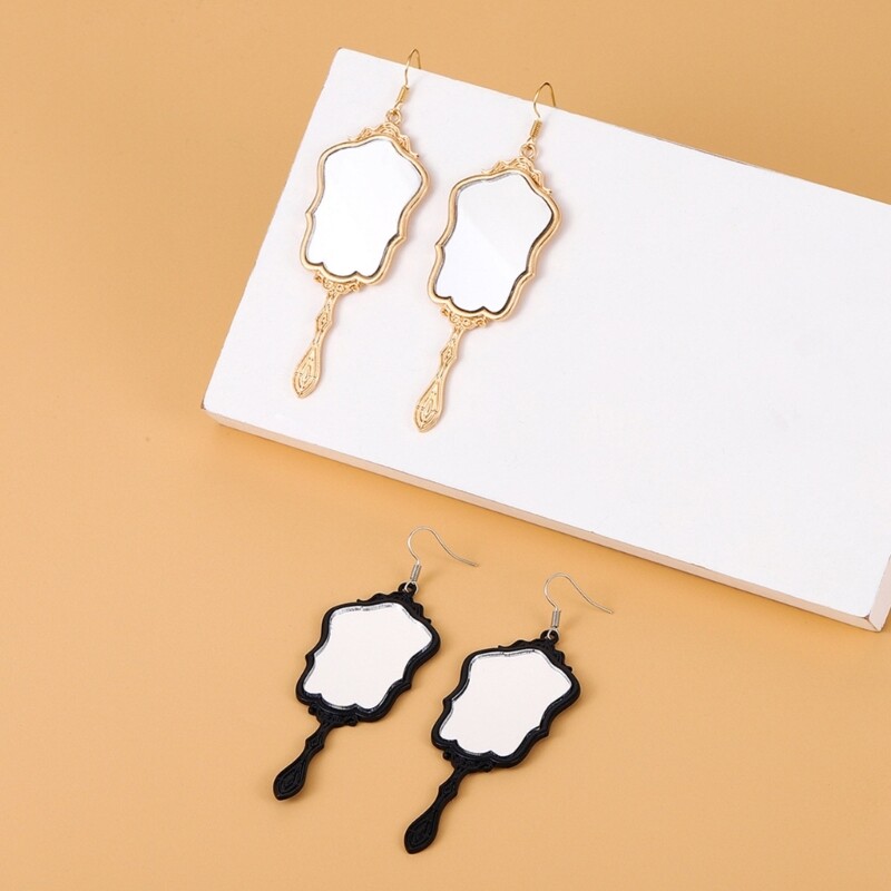 Fashion Mirror Earrings for Women Unique Mini Makeup Mirror Dangle ...
