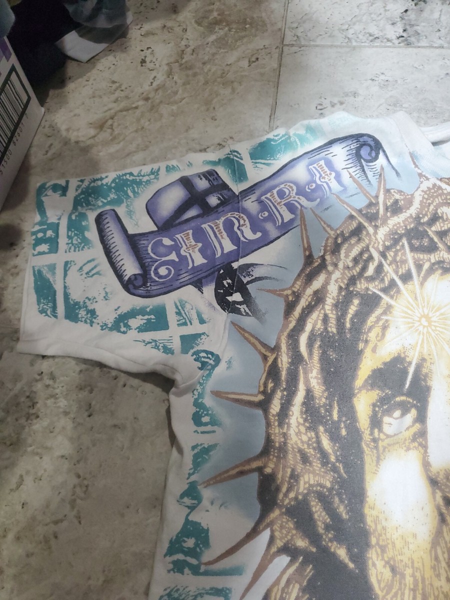 Vintage 90s 1994 Liquid Blue AOP Jesus Tee Nicholson Vintage 90s 1994 Liquid Blue AOP Jesus Tee Nicholson