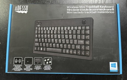Adesso SlimTouch 3100 Mini Trackball Keyboard 12" WKU-3100UB Wireless ...