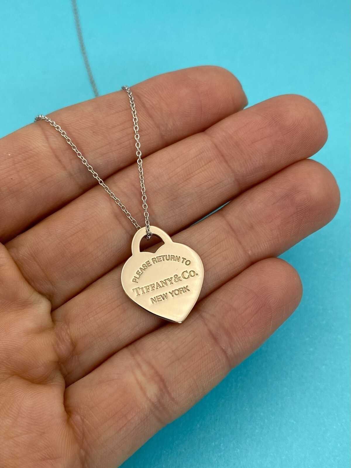 Tiffany & Co Sterling Silver & Rubedo Metal Small Heart Tag Pendant ...